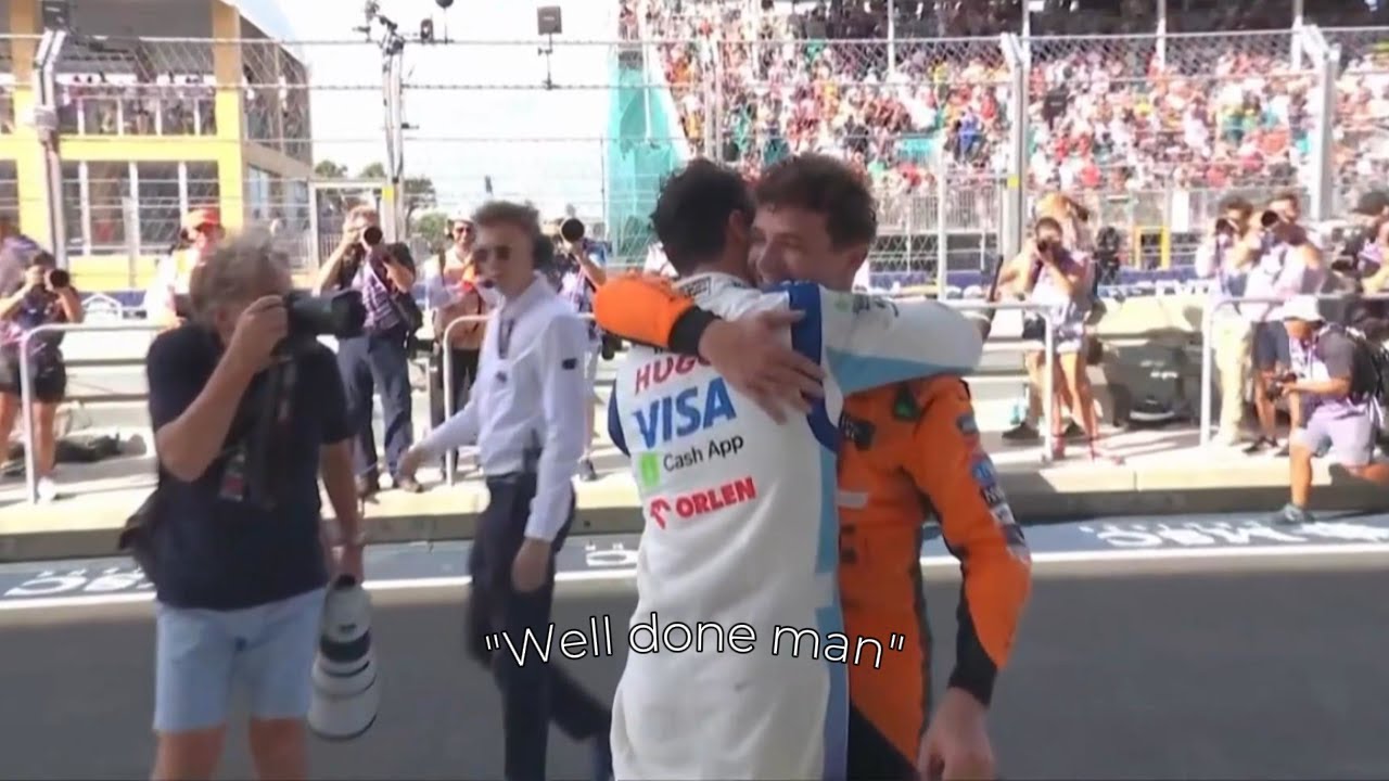 Drivers congratulating Lando after his first win | F1 Miami Grand Prix ...