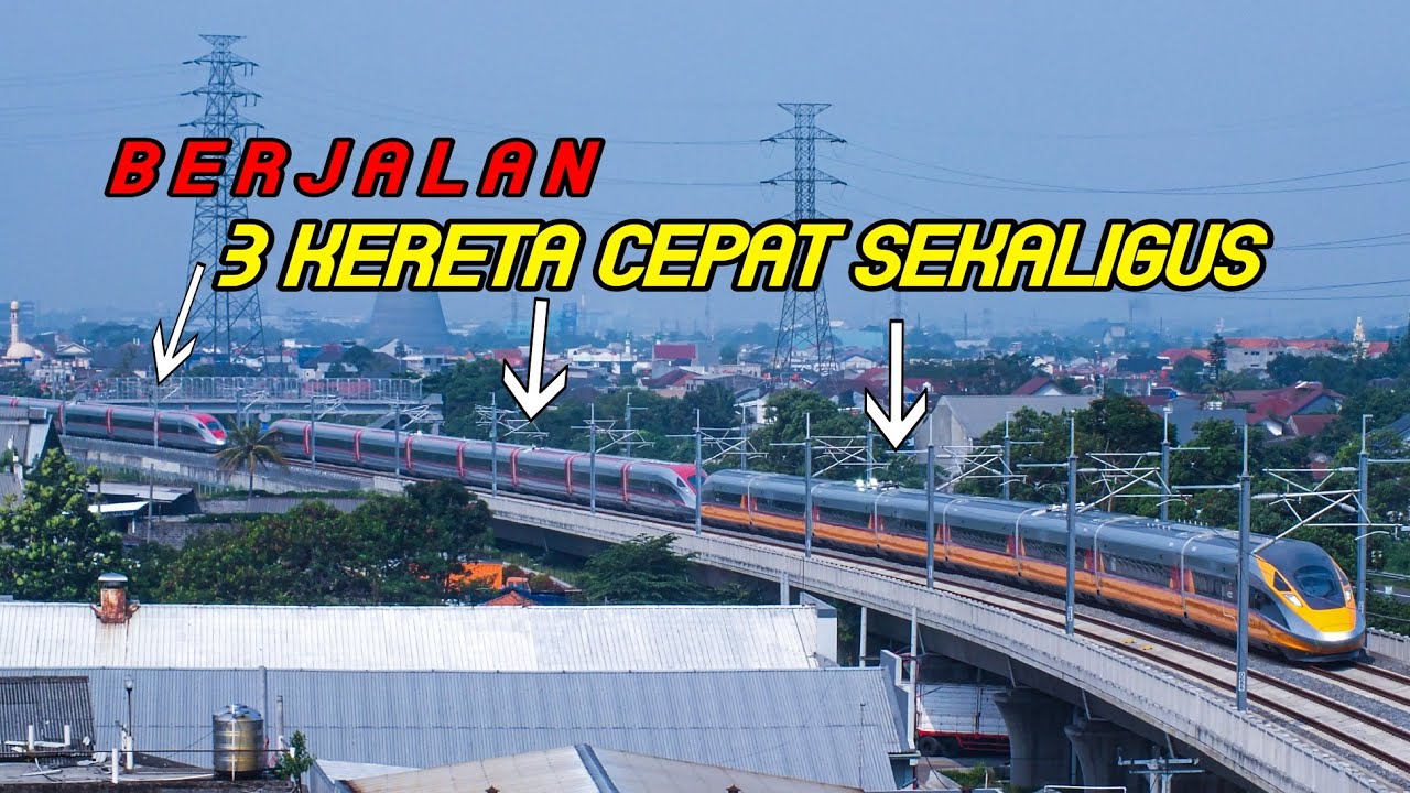 MOMENT SEJARAH Tiga rangkaian kereta cepat berjalan bersamaan | Uji ...