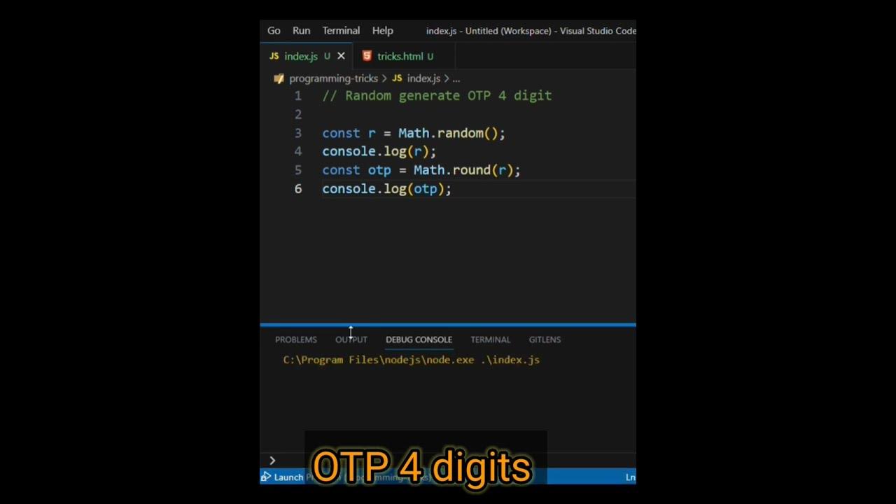 How To Generate A 4 Digit Otp In Javascript Youtube