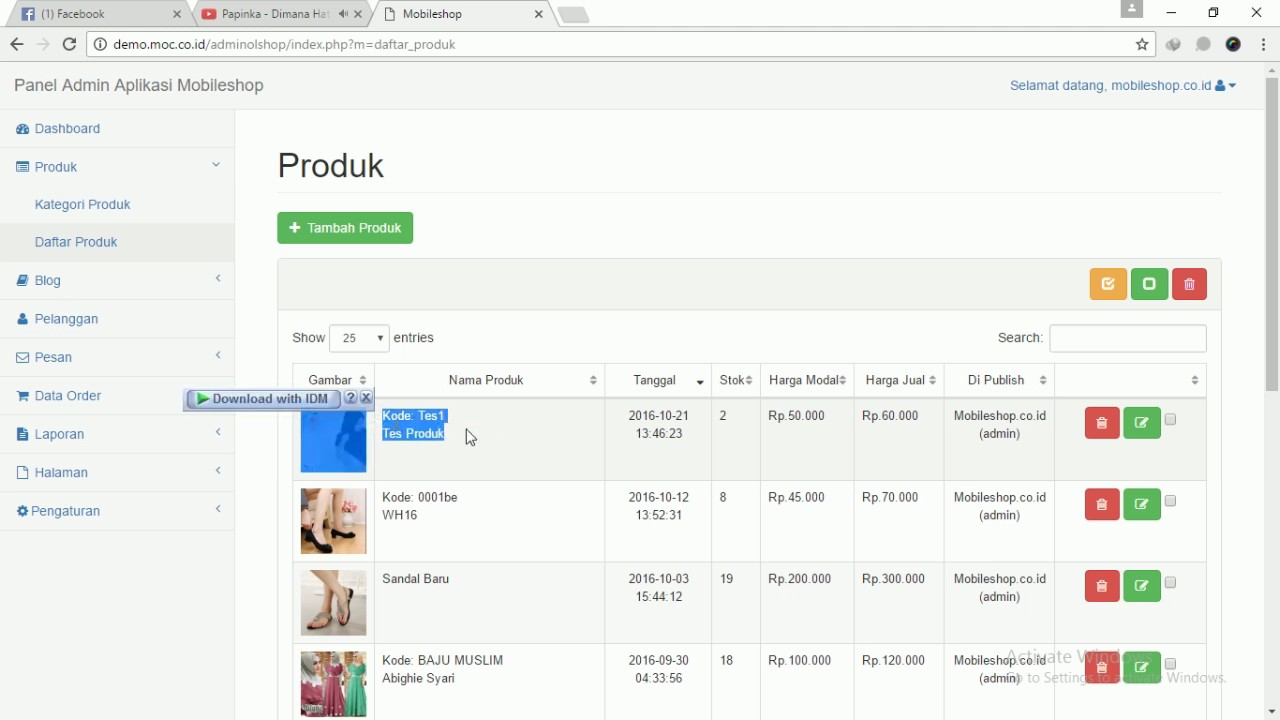 Demo Panel Admin MobileShop - YouTube