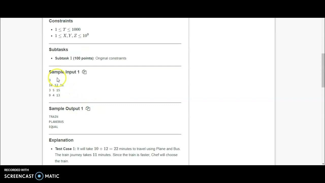 Chef and Vacation Transportation | Codechef | December Lunchtime 2021 - YouTube