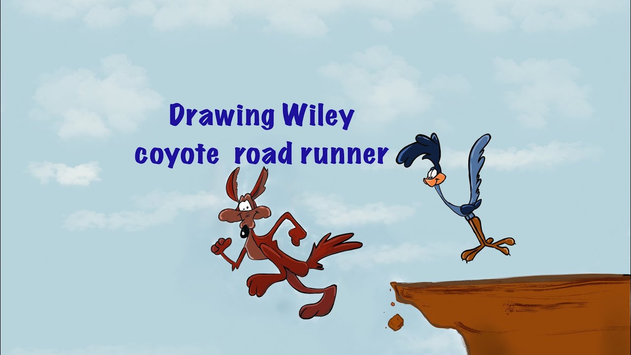 Drawing Wiley coyote and road runner using Procreate - YouTube