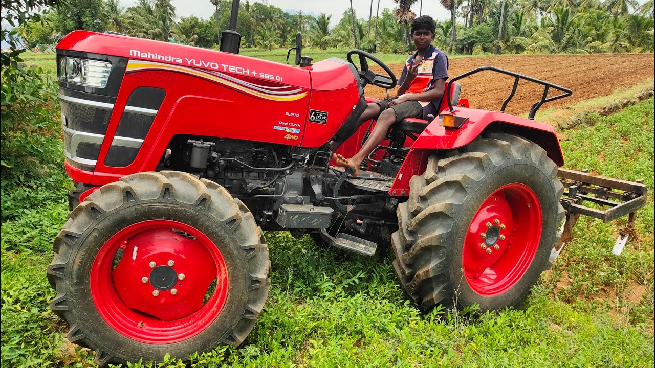 Mahindra yovo tech Plus 585 4wd tractor goes to 9 point cultivater ...