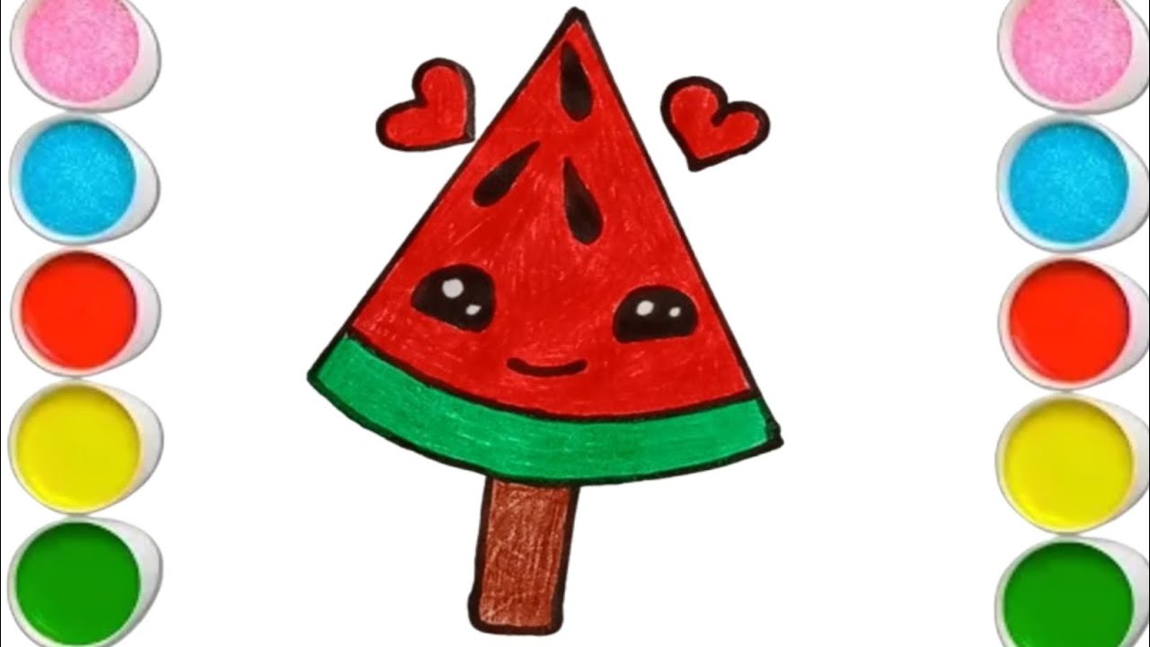 How to draw cute Watermelon ice cream Easy for kids and toddlers - YouTube