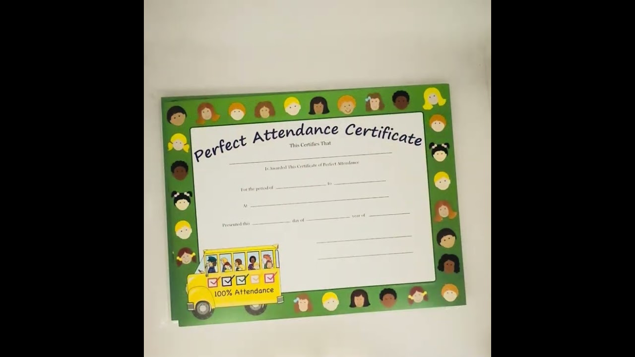 Perfect Attendance Certificate Personalised Attendance Award