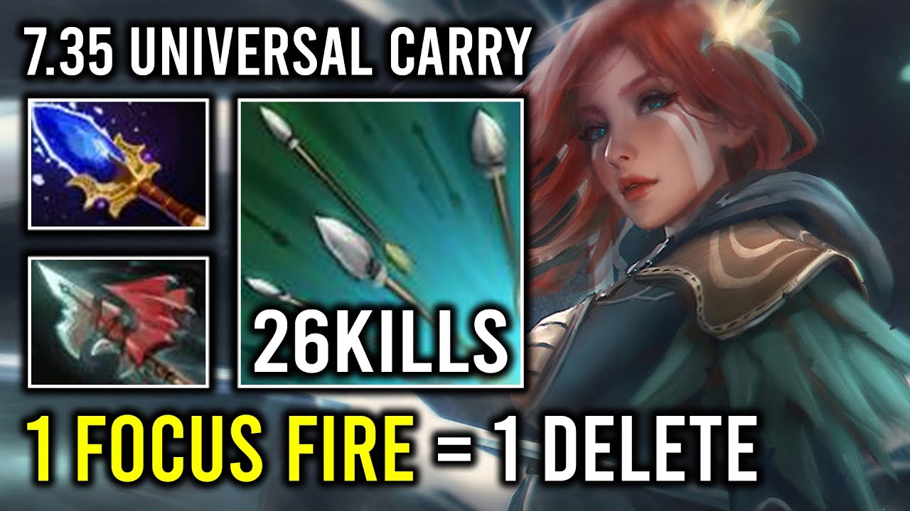 NEW 7.35 Most Overpower Universal Carry 1 Focus Fire = 1 Delete Windranger Dota 2 - YouTube