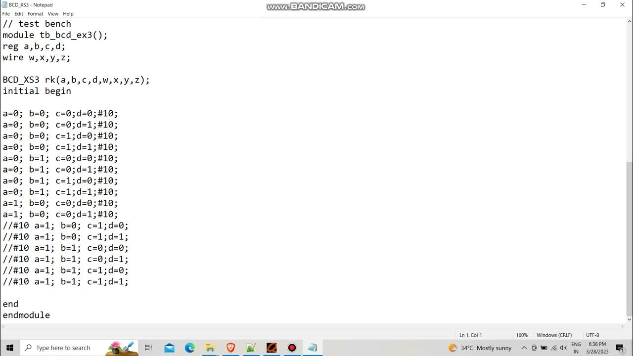 BCD to Excess 3 code verilog - YouTube