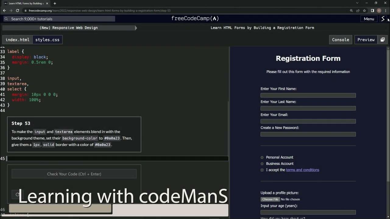 (ARCHIVED) Learn HTML Forms by Building a Registration Form - Step 53 ...