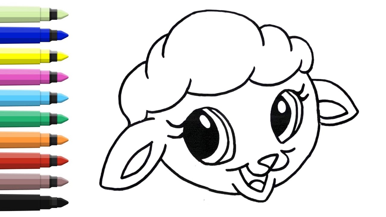 how to draw a cute sheep for kids | drawing and coloring cute sheep ...