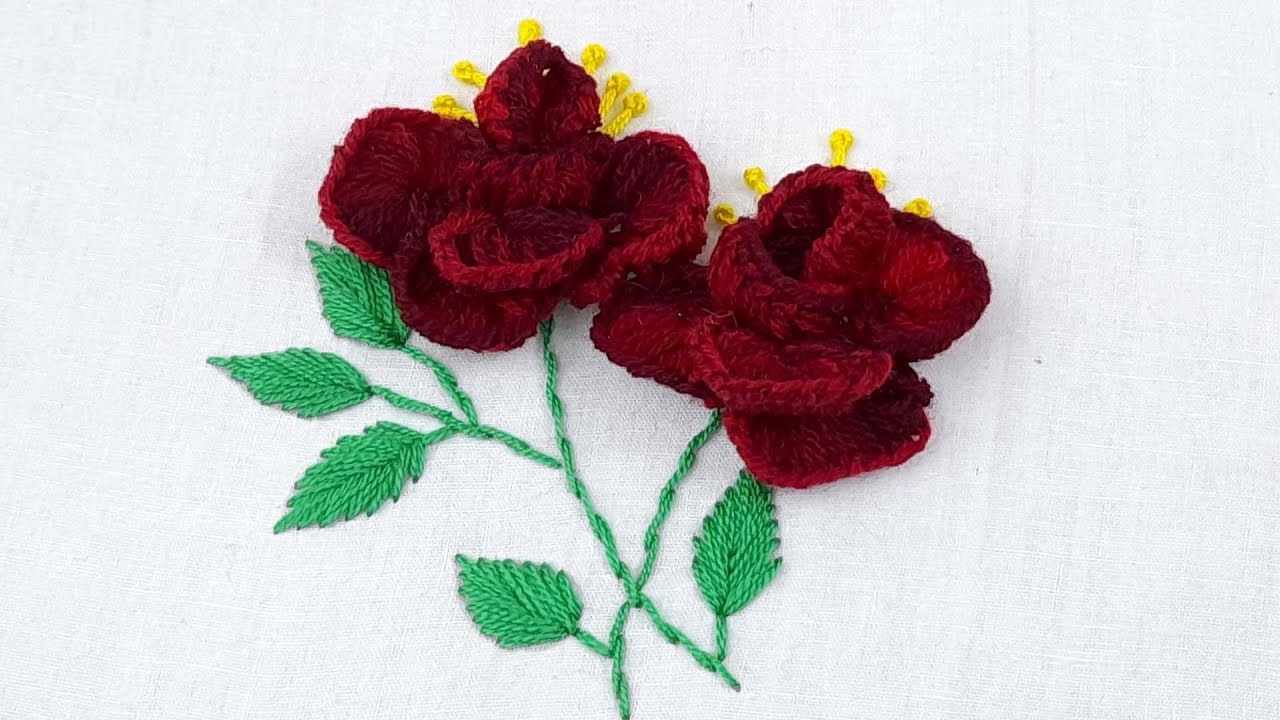 latest hand embroidery rose design - Beautiful flower design using ...