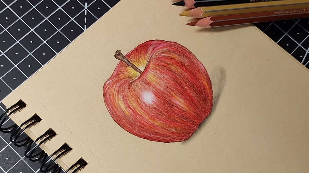 Apple drawing | colored pencils | realistic art - YouTube