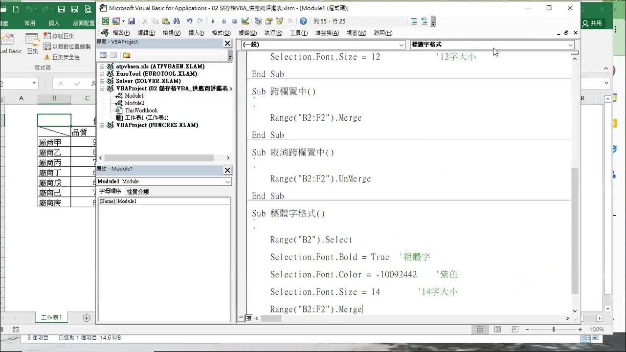 20240810-14 Excel VBA 組合程式碼與主副程式 - YouTube
