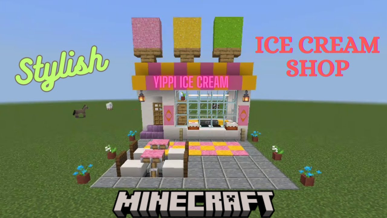 I Construct A Stylish Ice Cream Shop | Minecraft Tutorial | Yippi Cat ...