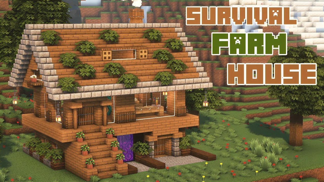 Minecraft | How To Build a Survival Farm House Easily | Tutorial⚒️ ...