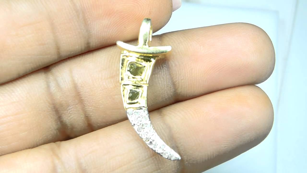 Gold Plated over real sterling silver & diamond Sword Pendant Charm ...