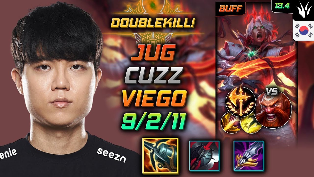 커즈 정글 비에고 템트리 룬 크라켄 정복자 - Cuzz Viego Jungle vs Gragas - 롤 KR 13.4 - YouTube