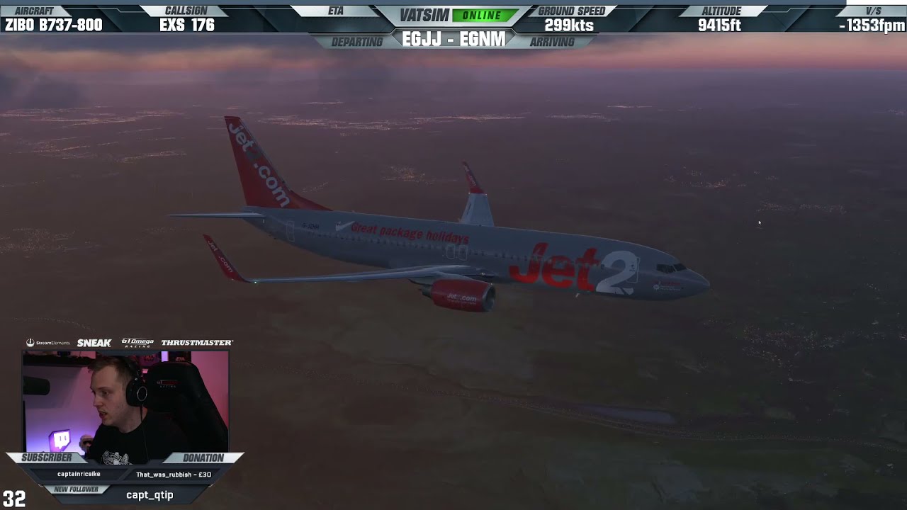 [XP11] ️ Sunset Arrival with Full VATSIM ATC ️ Jet2 Boeing 737-800 at ...