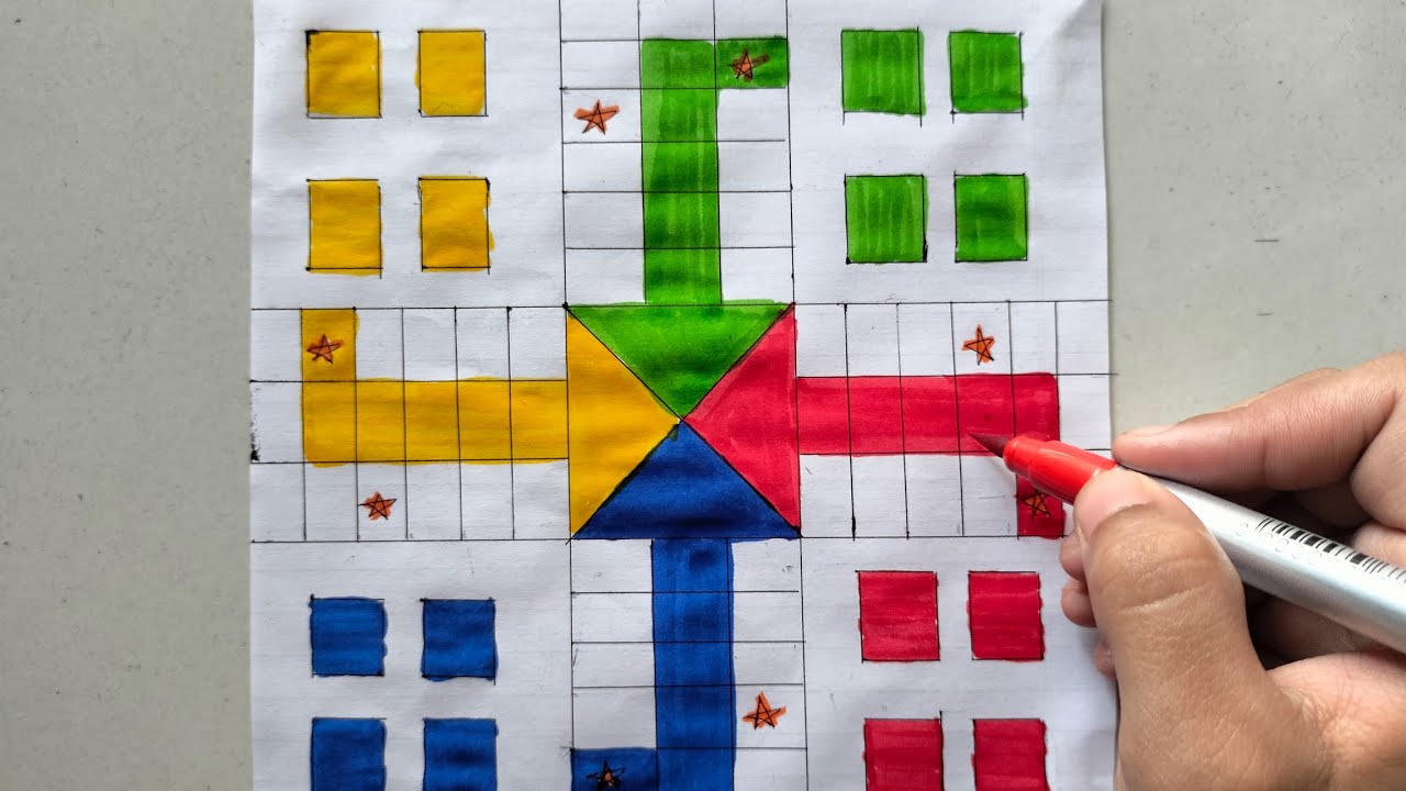 How to draw Ludo game on paper // Ludo game drawing// ludo drawing ...