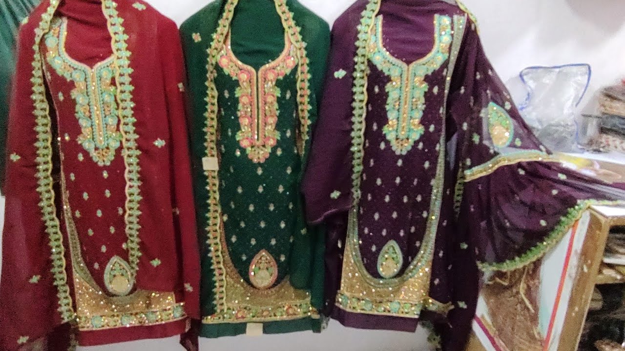 partywear zarkan jorjet dress material - YouTube