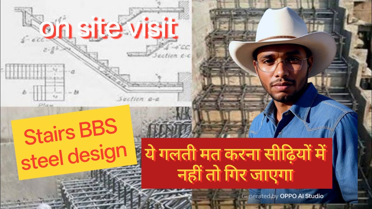 stair BBS Stair m steel kaise Dale reinforcement details stair sidhi ...