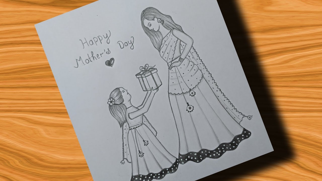 How to draw Mother and Daughter | Mother's day drawing | pencil sketch ...