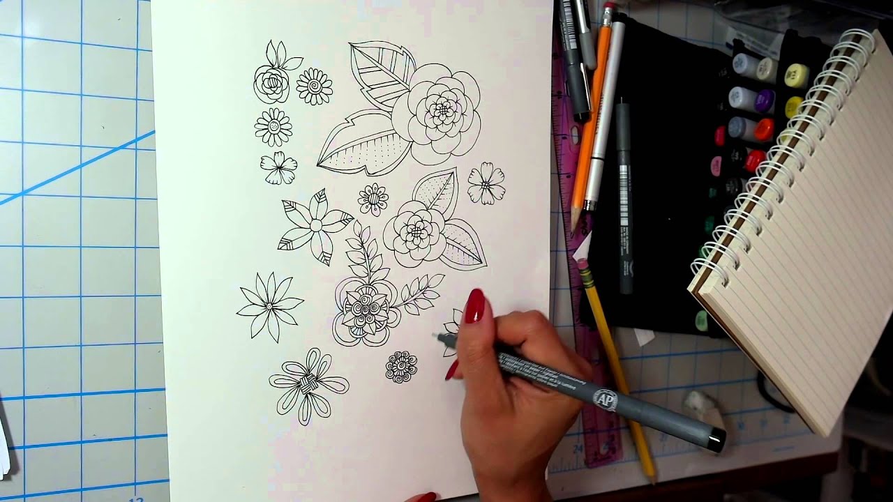 slow doodles - flower shapes that I will use on a design project - YouTube