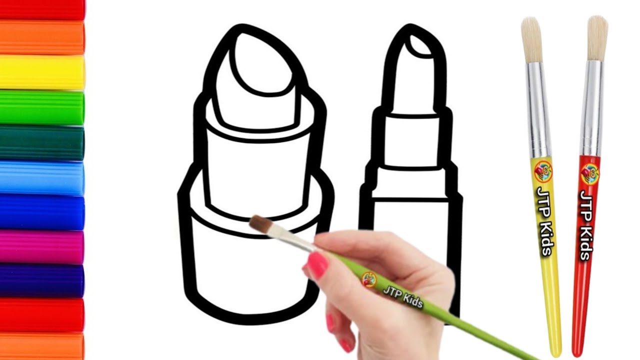 Lipstick Drawing for Kids and Toddlers || Lipstick Drawing tutorial For ...