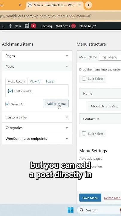 Add Blog Links to Menus in WordPress - WordPress Beginner Tutorial! - YouTube
