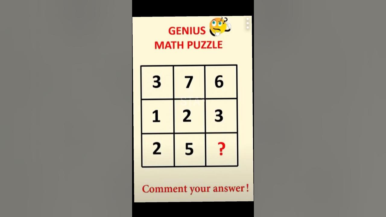Math puzzle | genius math puzzle | Brain teaser - YouTube