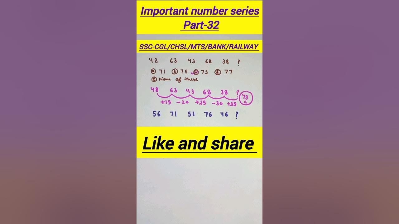 Numberseries Ssc Ssccgl Sscchsl Sscgd Bank Ibps Exam Maths Tricks Shorts Short