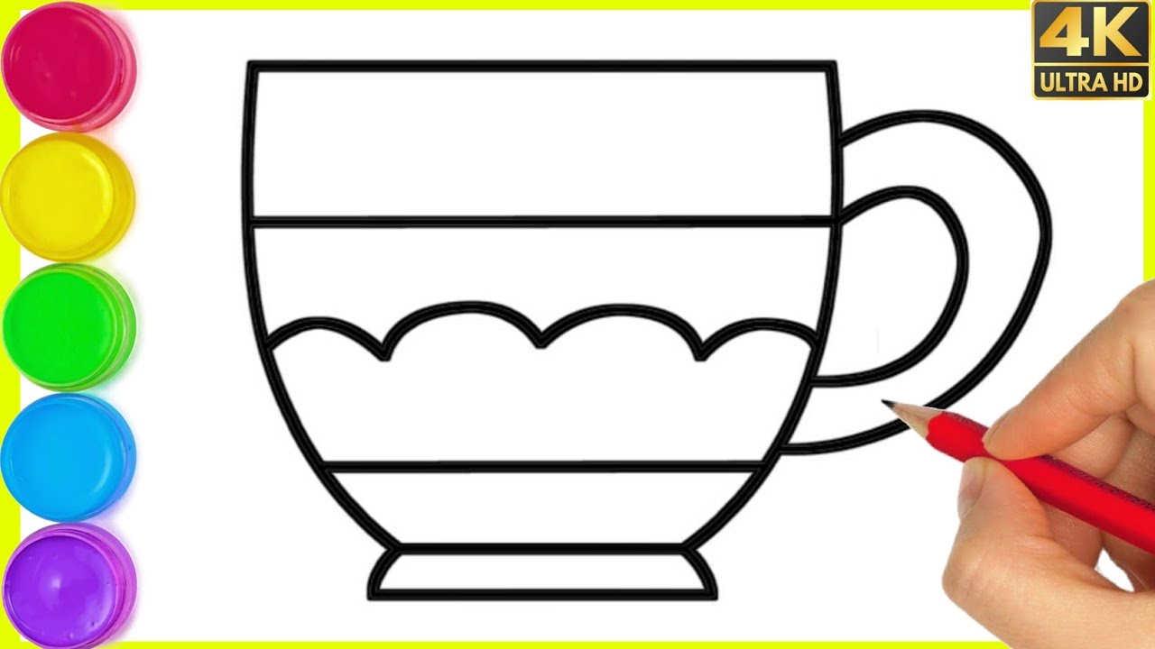 How to draw tea cup || Tea cup Drawing step by step || Cup Drawing ...