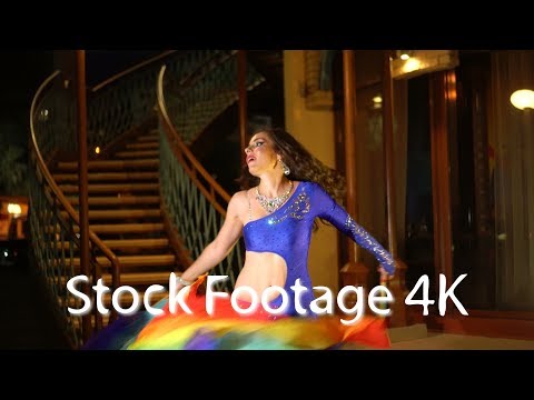 Oriental belly dancer girl dancing
