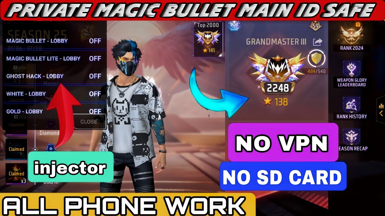 Free Fire Magic Bullet Hack FF+FF MAX Hack Magic bullet Hack injector ...
