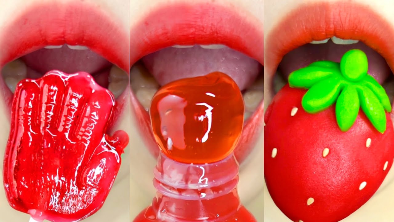 asmr RED FOODS eating sounds - YouTube