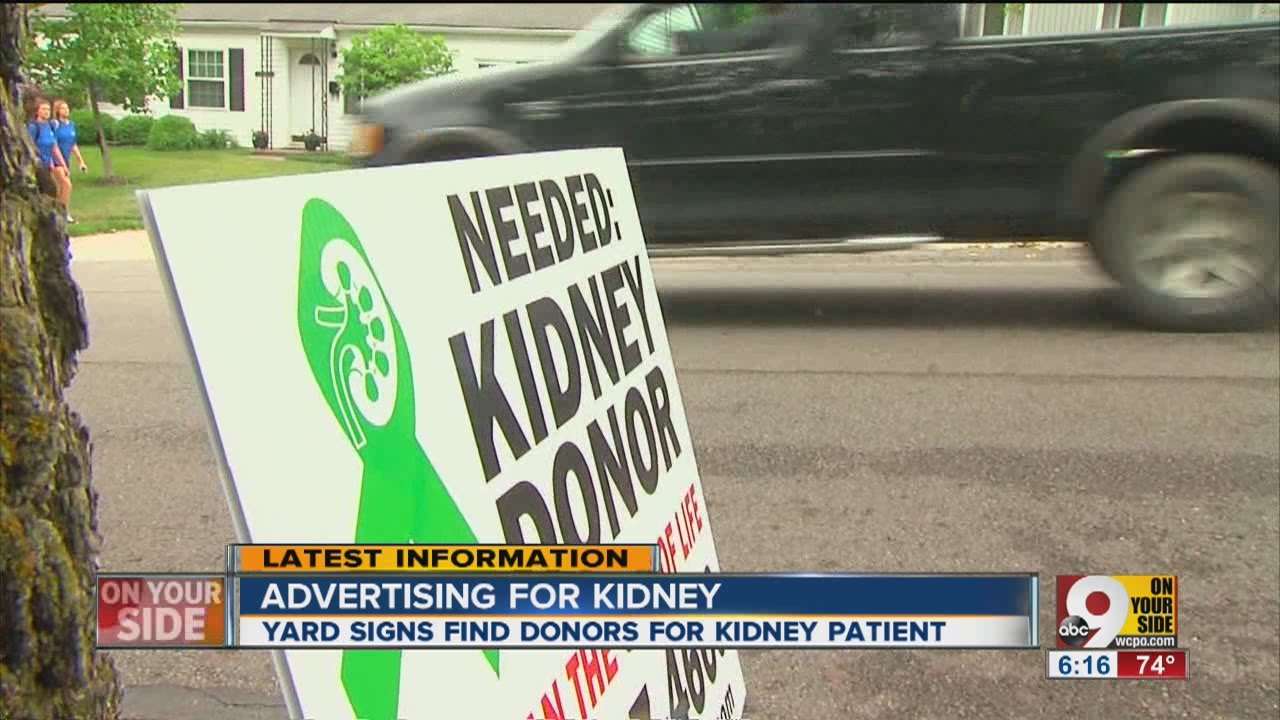 Yard signs find donors for kidney patient - YouTube