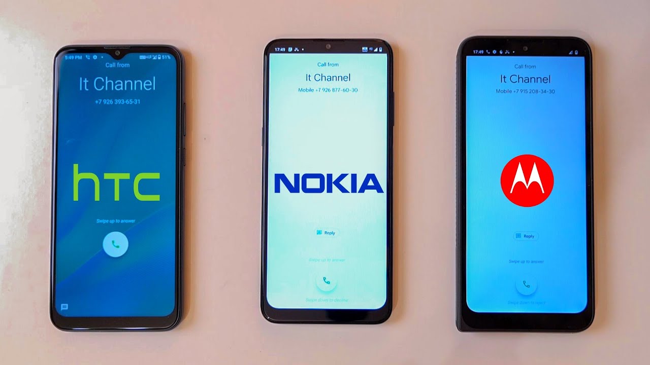 HTC Wildfire E3 vs Nokia G21 vs Motorola Defy Incoming Call - YouTube