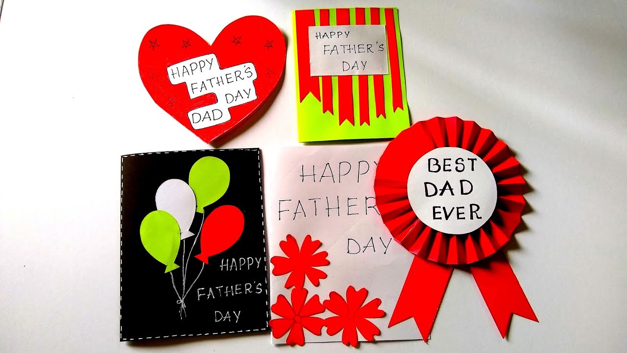 5 Easy FATHER'S DAY CARDS for KIDS | Tutorial - YouTube