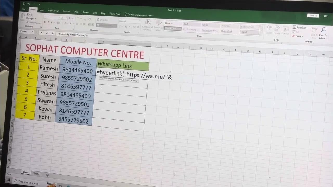 Add WhatsApp link in Excel #excel #exceltutorial #shortcut #whatsapp - YouTube