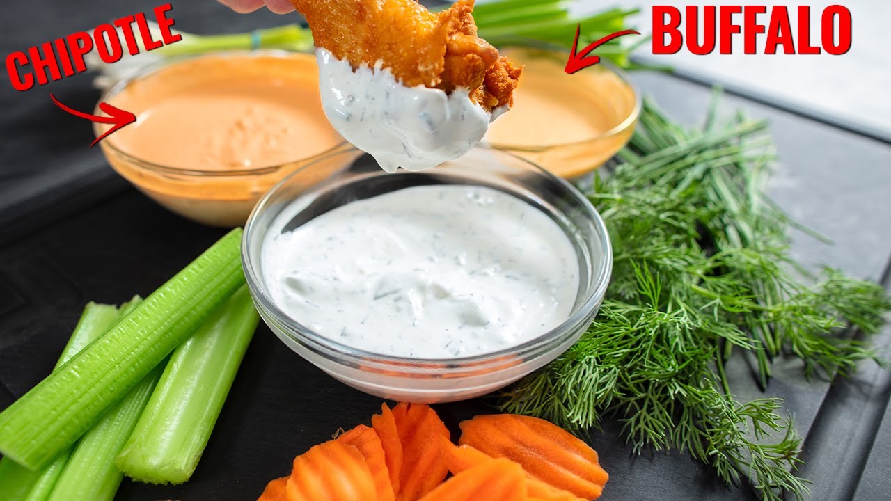 THE BEST RANCH RECIPE! 🔥 + BUFFALO & CHIPOTLE RANCH! - YouTube