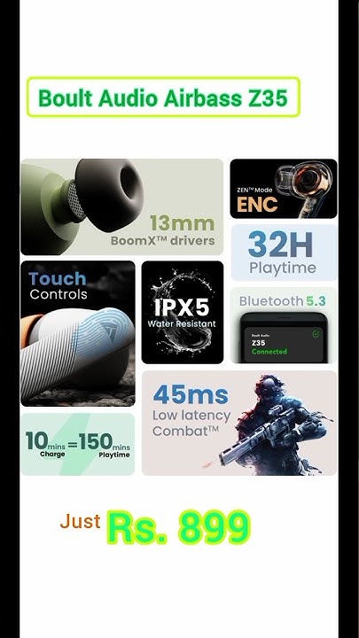 Boult Audio Airbass Z35 with ZEN ENC Mic, 5.3 Bluetooth Headset #tech - YouTube