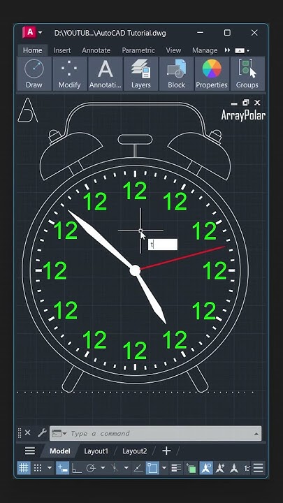 ArrayPolar, TCount, Rotate (referance) - AutoCAD Tutorial #architecture #civilengineering # ...