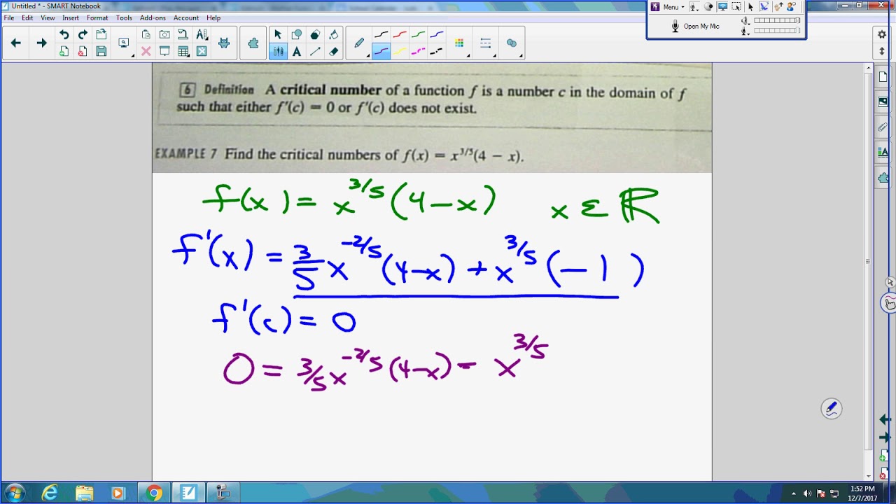 AP Calculus AB - Intro to Critical numbers -- Juda math - YouTube
