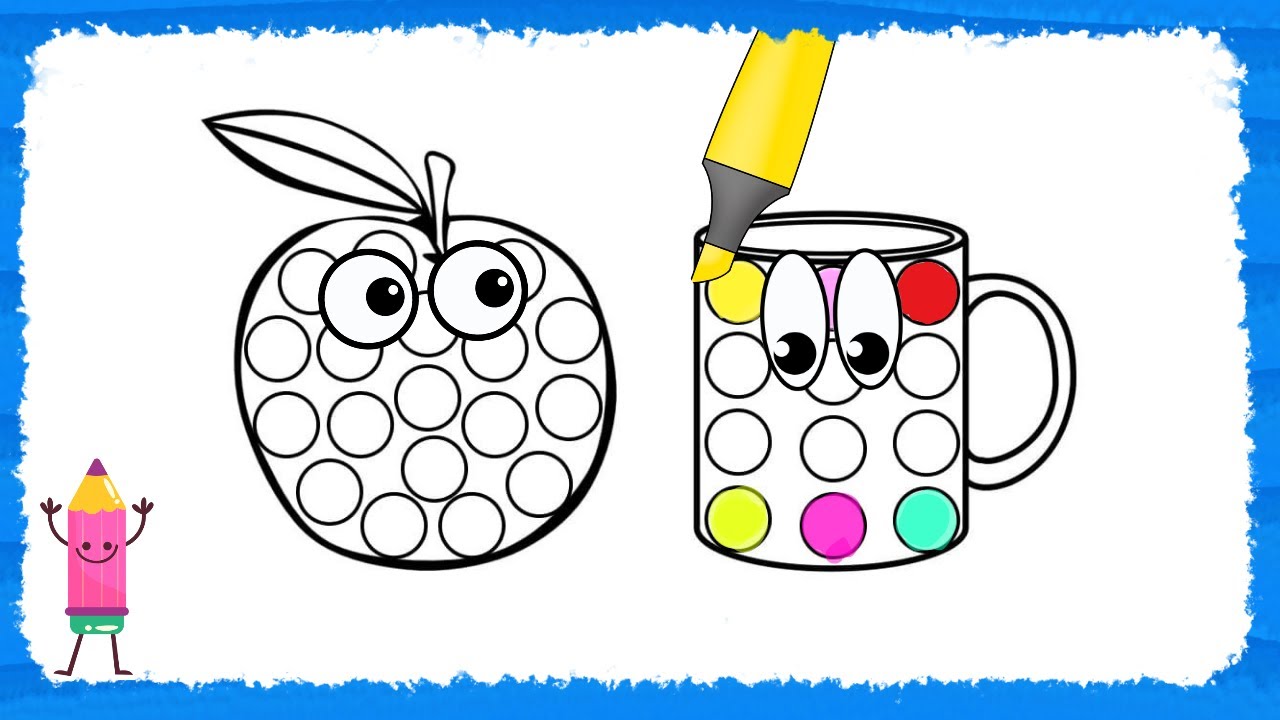 How to draw Pop It apple 🍎 and a Cup / #kidsart - YouTube