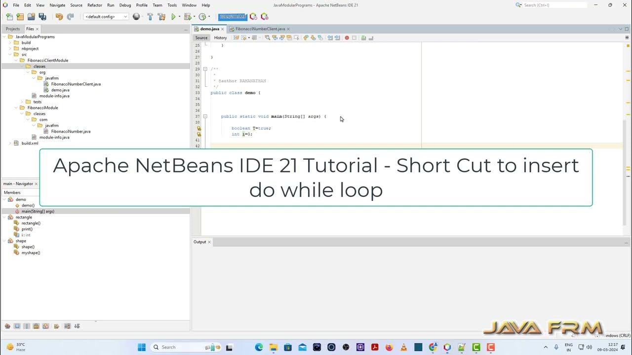 Apache NetBeans IDE 21 Tutorial - Short Cut to insert do while loop - do + Tab Key - YouTube