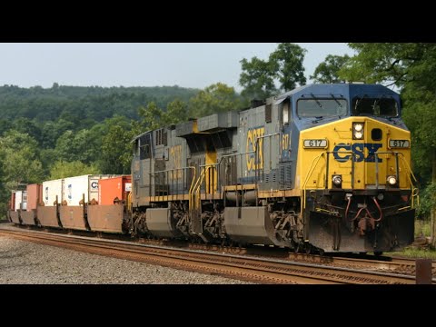 CSX Q156 intermodal train Schenectady NY August 2004 - YouTube