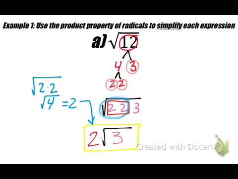 Alg1 - Simplifying Radicals Using the Product Property of Radicals ...