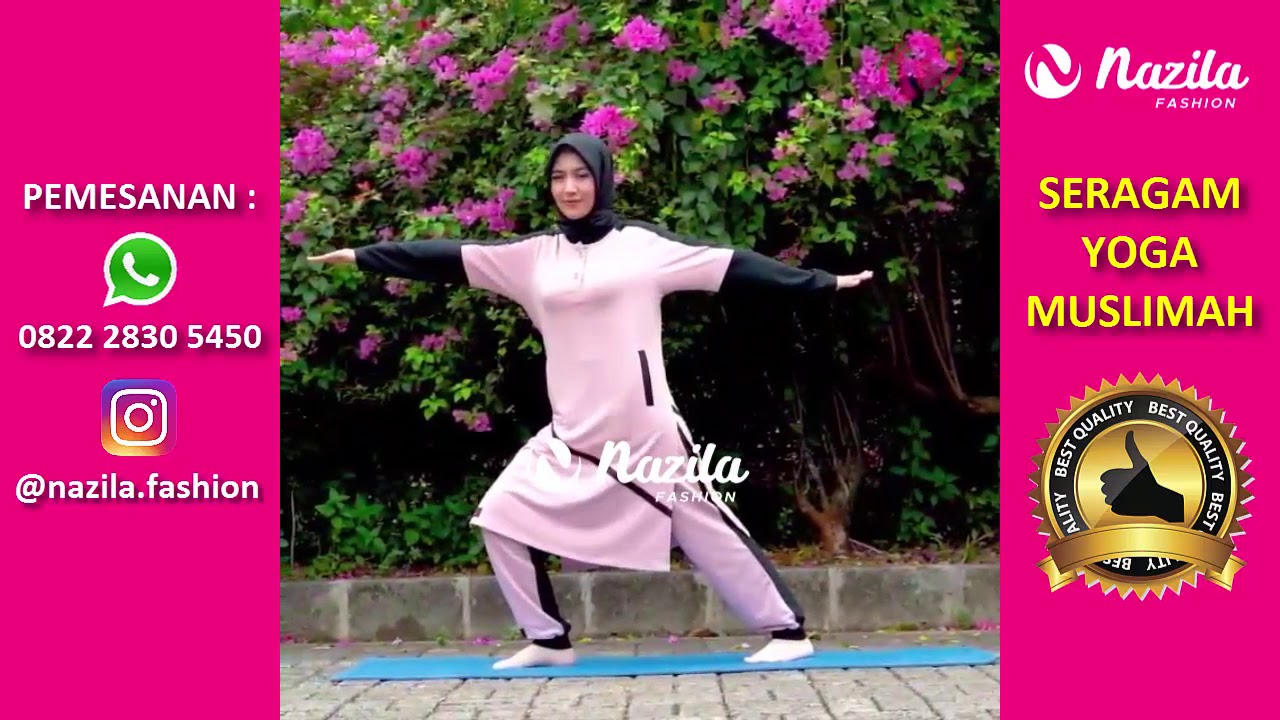 Setelan Baju SENAM YOGA Hijab Berlengan, Pakaian Yoga MUSLIMAH untuk ...
