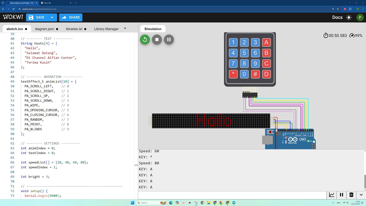 Ubah Animasi dan TEXT Running Text di LED DOT MATRIX dengan Keypad 4X4 ...