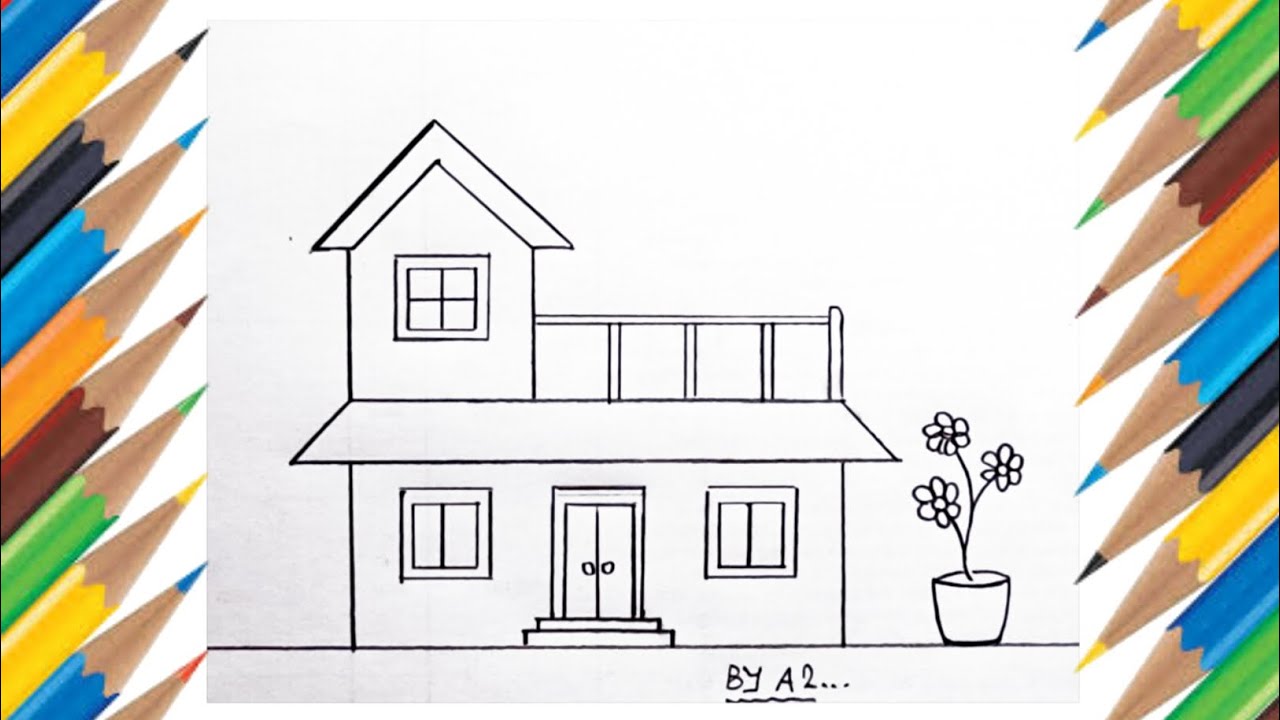 House drawing l Draw to draw a house drawing l घर का चित्र l ઘર નું ...