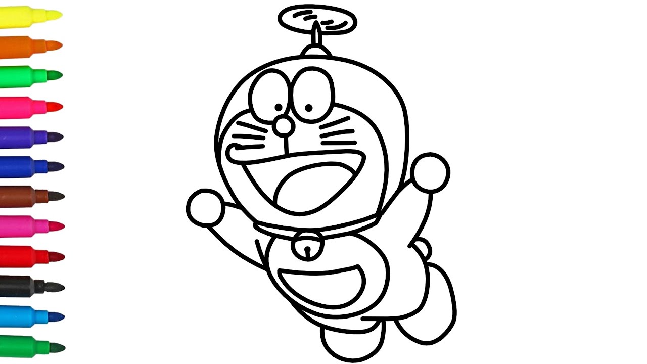 How to draw Doraemon flying in the sky - YouTube